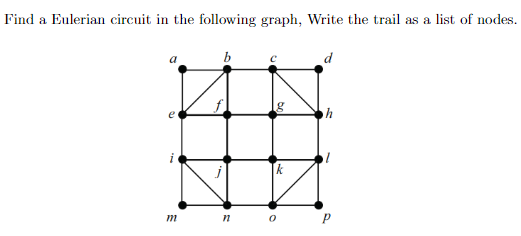 Find a Eulerian circuit in the following graph, Write | Chegg.com