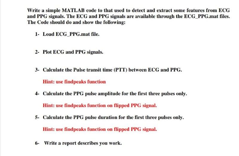 Solved Write A Simple Matlab Code To That Used To Detect And 