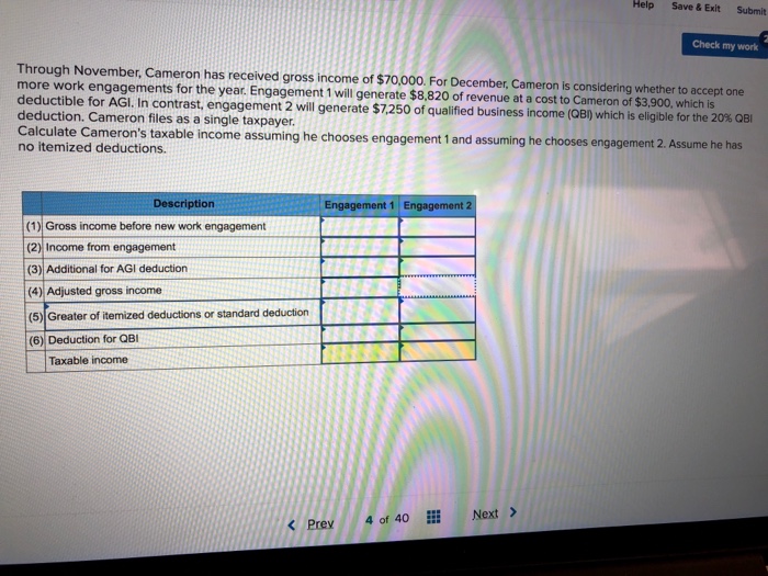 Solved Help Save&Exit Submit Check my work Through November, | Chegg.com