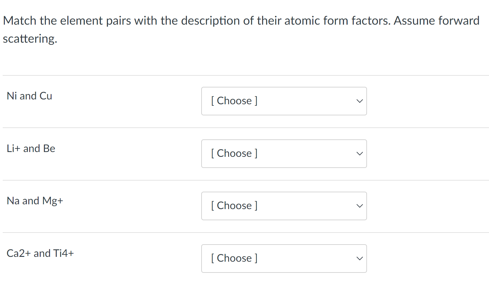 Solved Match the element pairs with the description of their | Chegg.com