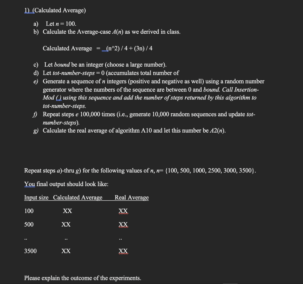 Solved Average Case In This Project We Will Try To Match The 