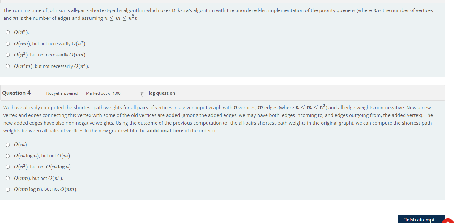 Solved The running time of Johnson's all-pairs | Chegg.com
