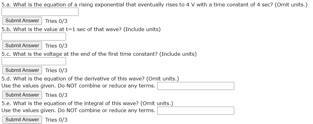 Solved 5.a. What is the equation of a rising exponential | Chegg.com