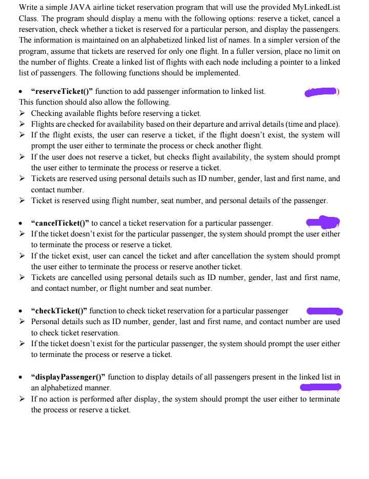 Solved Write a simple JAVA airline ticket reservation | Chegg.com