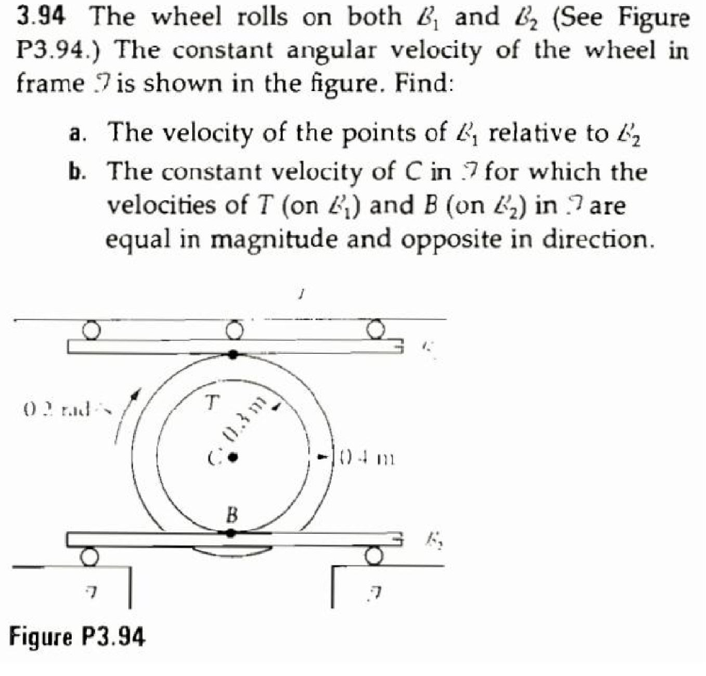 Solved 3.94 The wheel rolls on both B, and V2 (See Figure | Chegg.com
