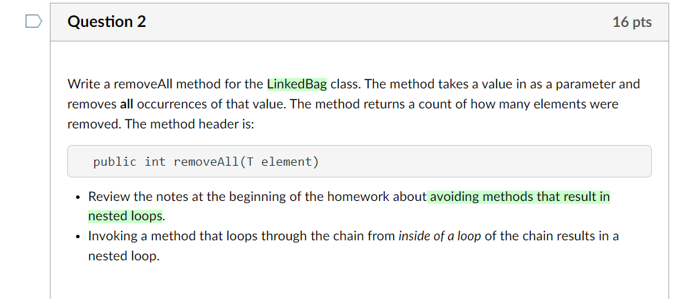 Solved public final class LinkedBag