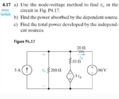 Solved a) Use the node-voltage method to find ve in the | Chegg.com