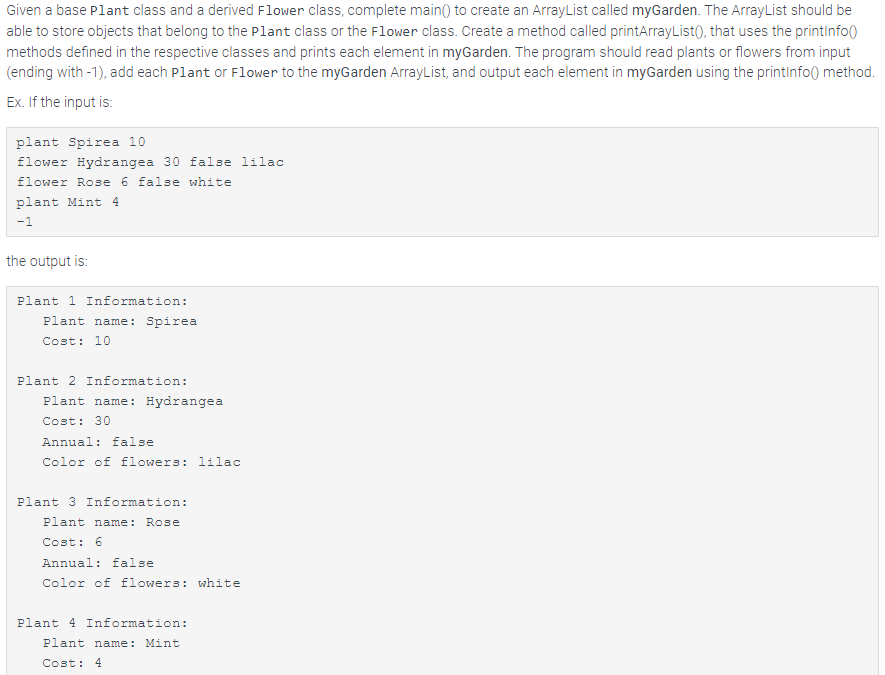 Solved Given a base Plant class and a derived Flower class, | Chegg.com