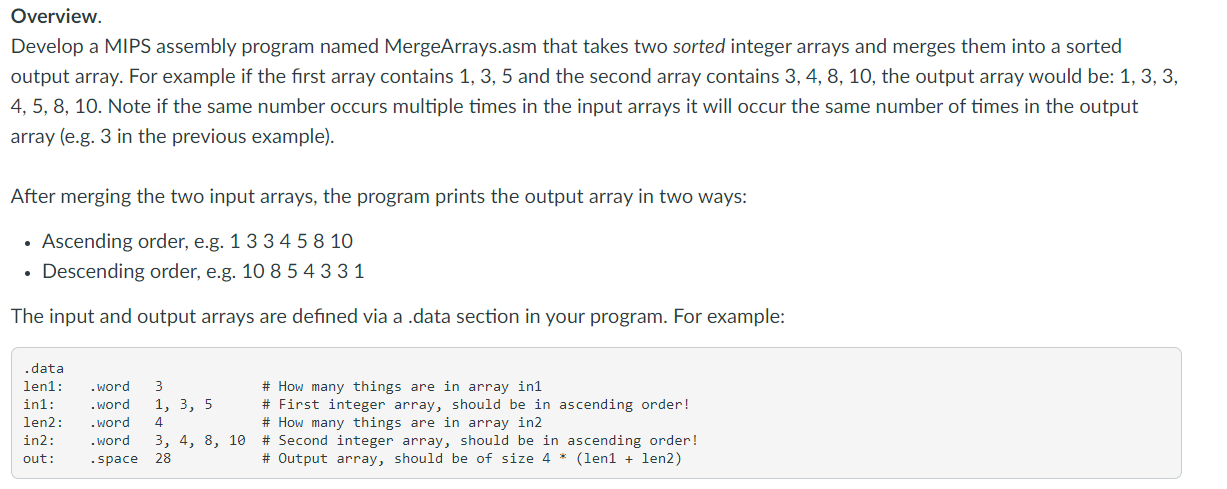 Solved Overview. Develop a MIPS assembly program named | Chegg.com