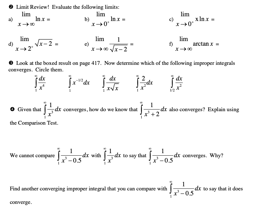 Solved (2) ﻿Limit Review! Evaluate the following | Chegg.com