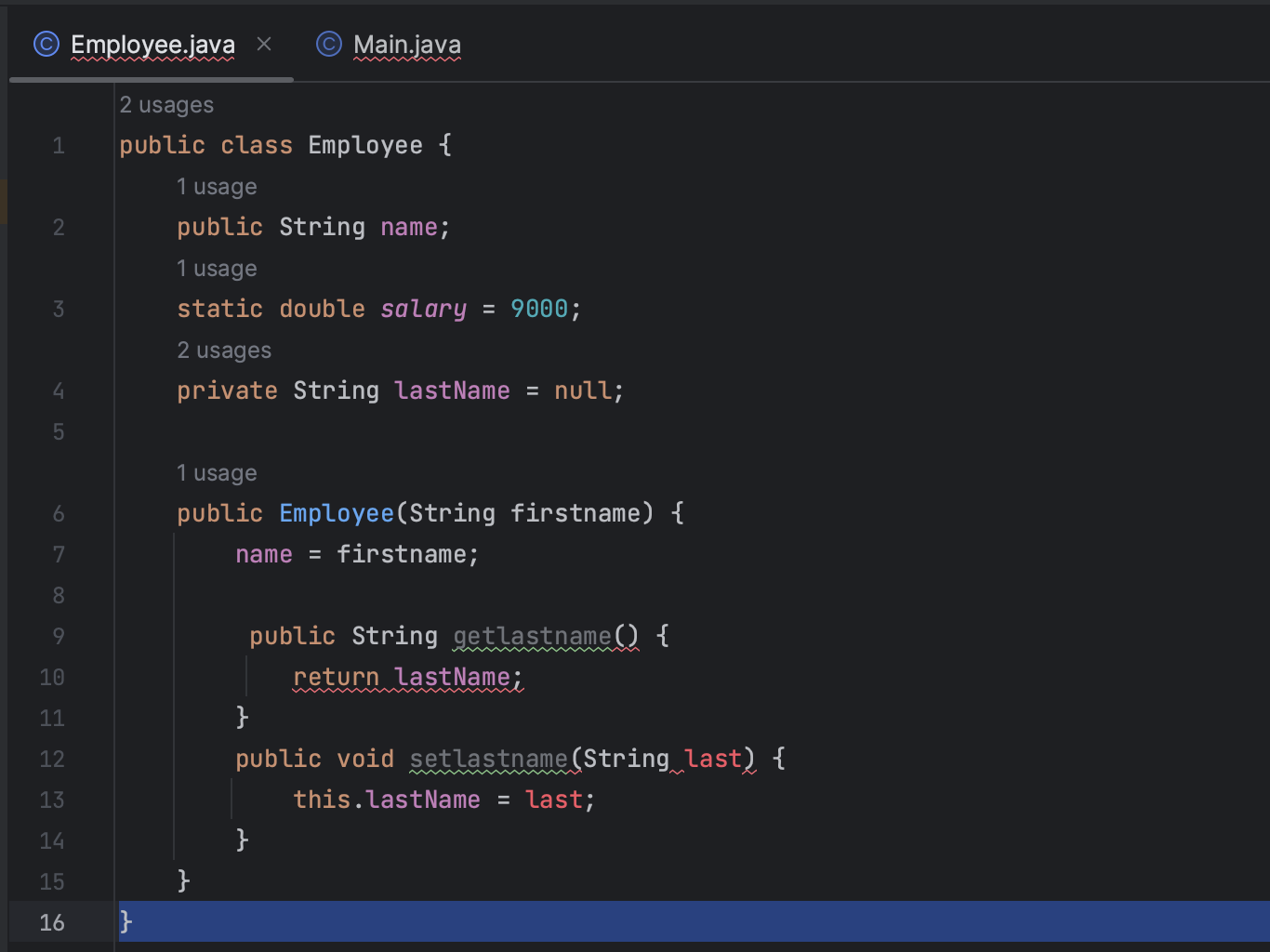 Solved usages oublic class Employee \{ 1 usage public String | Chegg.com