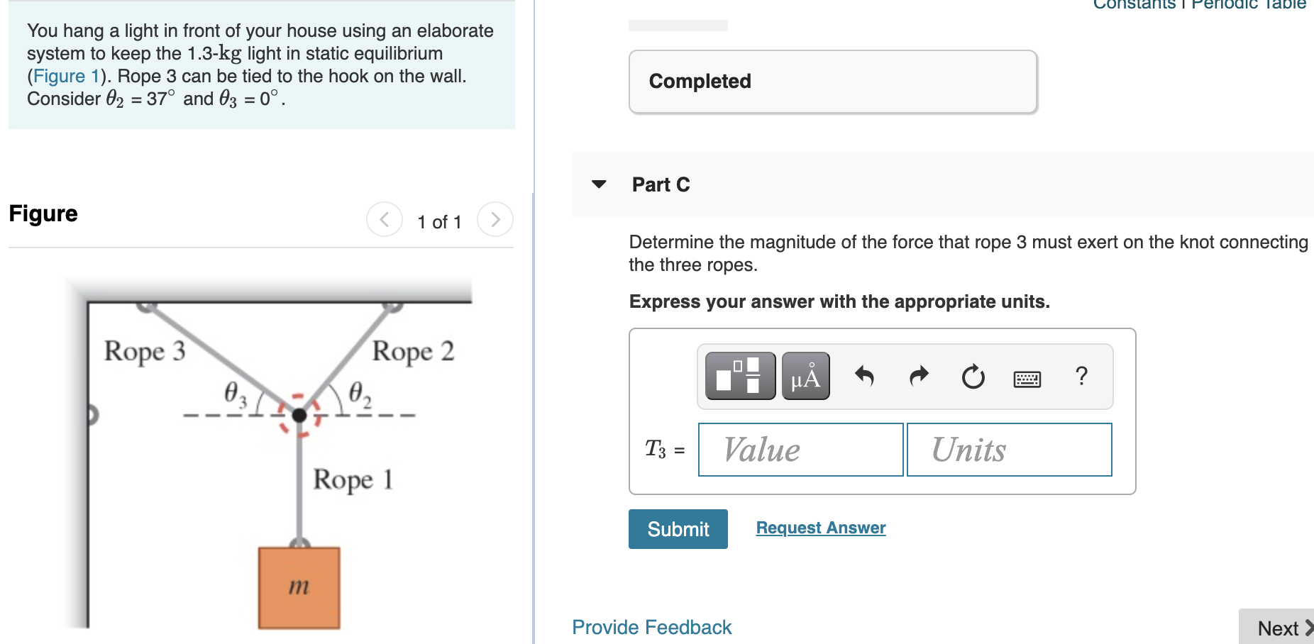 Solved constants Periodic Table You hang a light in front of | Chegg.com