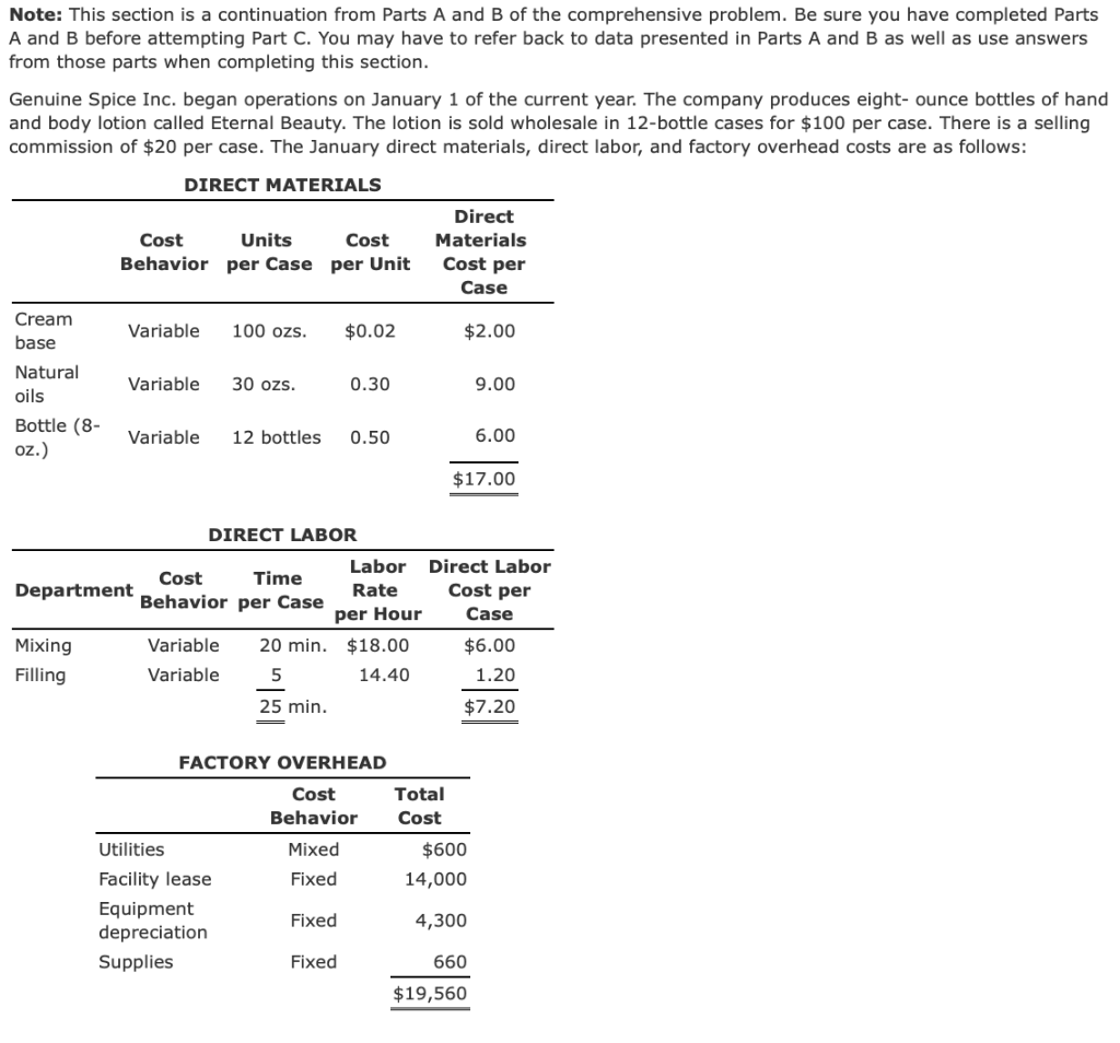 Solved 1. Determine the fixed and variable portion of the | Chegg.com