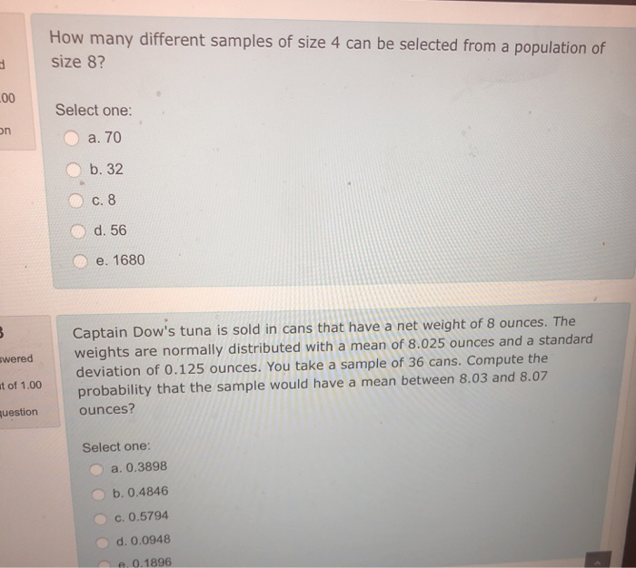 Solved How many different samples of size 4 can be selected | Chegg.com