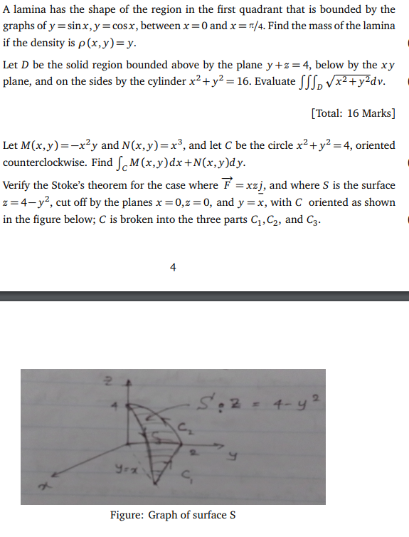 Solved A lamina has the shape of the region in the first | Chegg.com