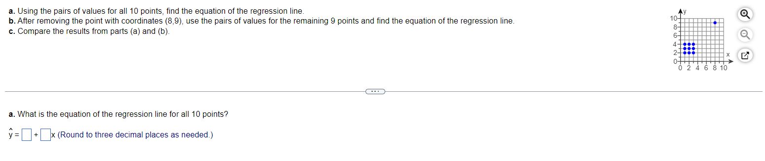 Solved a. Using the pairs of values for all 10 points, find | Chegg.com