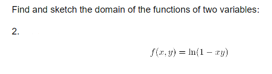 Find and sketch the domain of the functions of two | Chegg.com