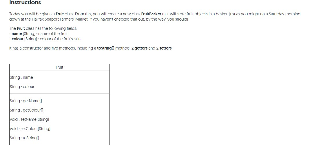 Solved Instructions Today you will be given a Frult class. | Chegg.com