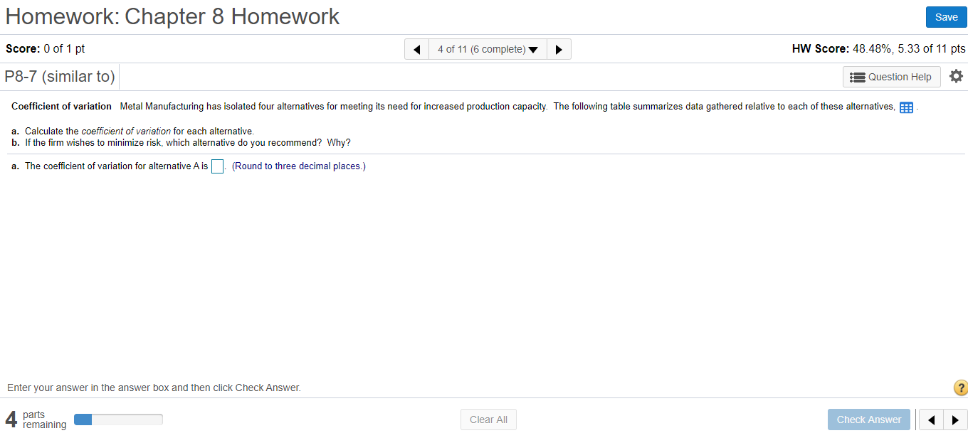 Solved Homework: Chapter 8 Homework Save Score: 0 of 1 pt 4 | Chegg.com