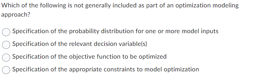 Solved Which of the following is not generally included as | Chegg.com