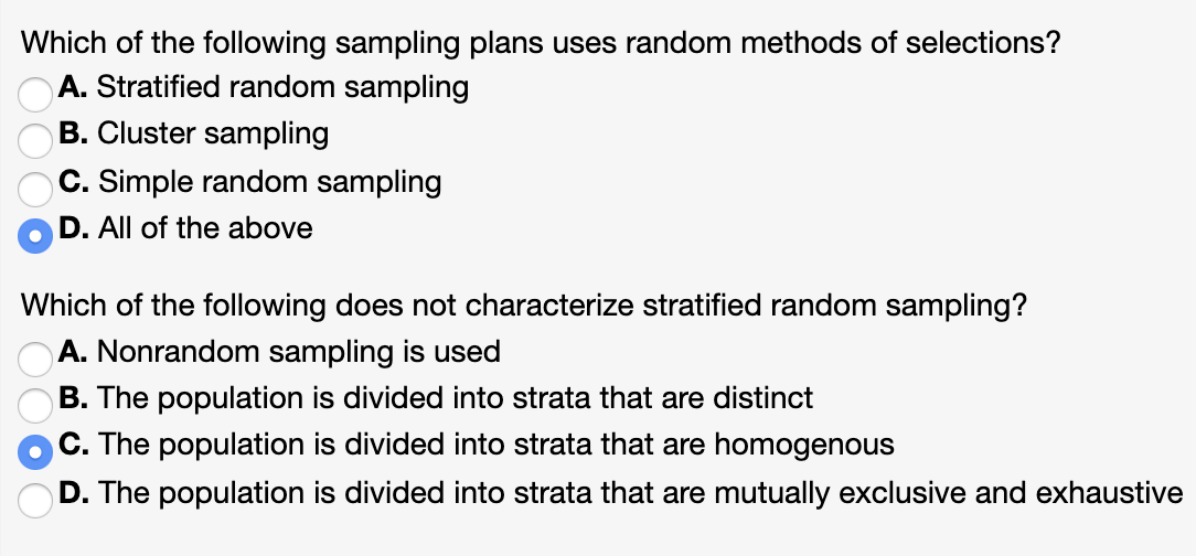 Solved Which of the following sampling plans uses random | Chegg.com