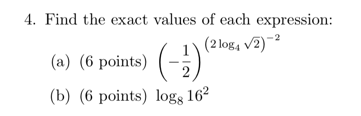 Solved 4. Find the exact values of each expression: | (2 | Chegg.com