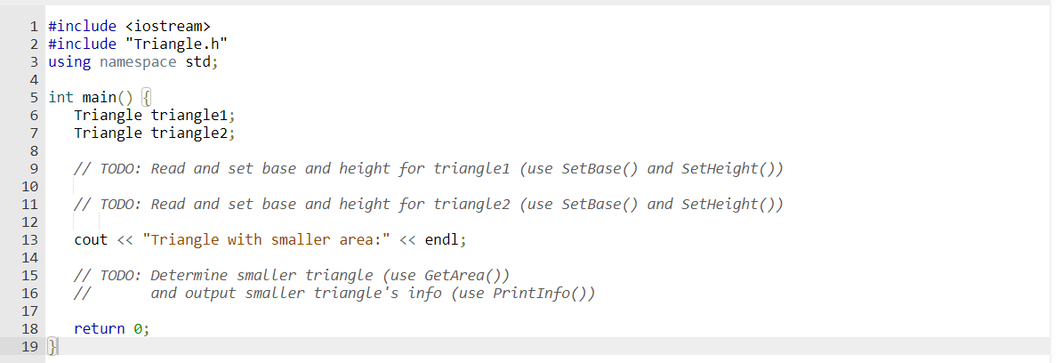 Solved Given class Triangle (in files Triangle.h and | Chegg.com Solved Given class Triangle (in files Triangle.h and | Chegg.com