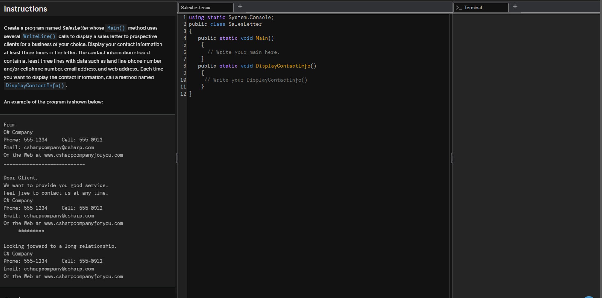 Solved Instructionscreate A Program Named Salesletter Whose 