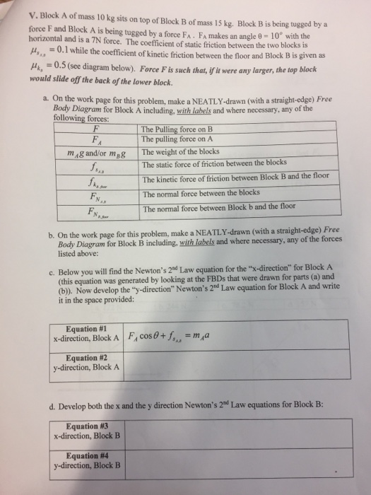 Solved Block A of mass 10 kg sits on top of Block B of mass | Chegg.com