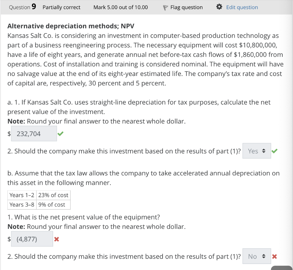 Alternative depreciation methods; NPV Kansas Salt Co. | Chegg.com