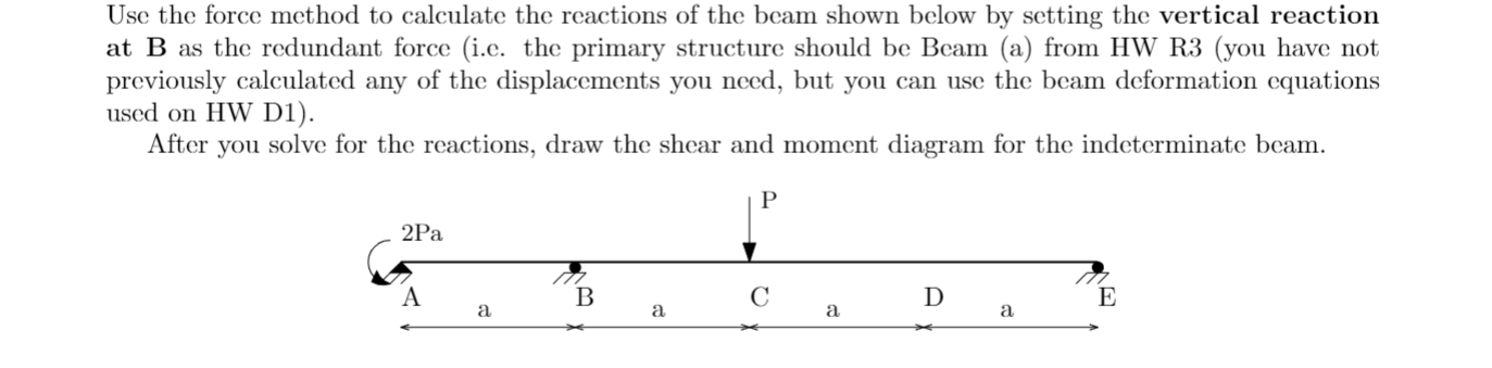 Solved Use the force method to calculate the reactions of | Chegg.com