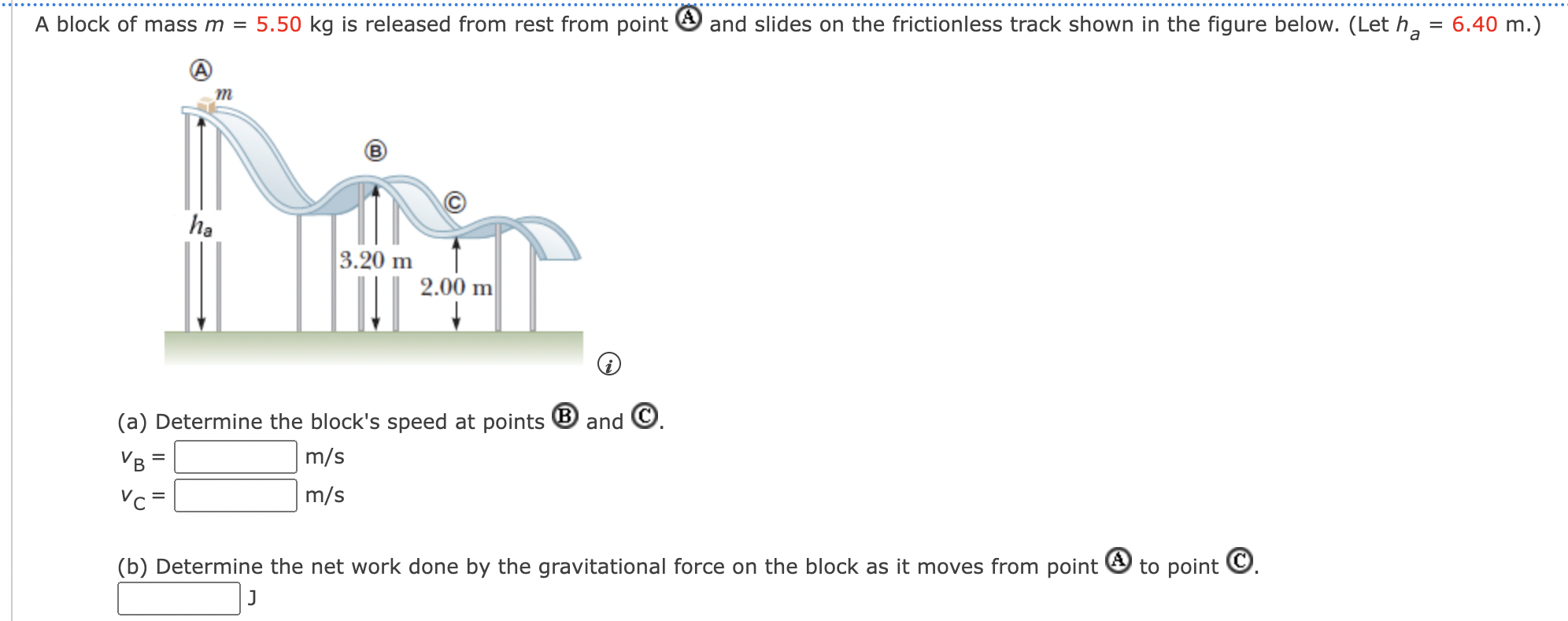 Solved block of mass m=5.50 kg is released from rest from | Chegg.com