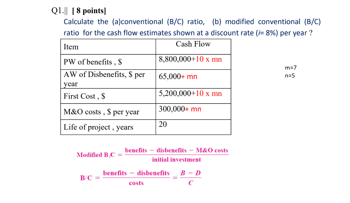 Solved Q1.|| [ 8 points) Calculate the (a)conventional (B/C) | Chegg.com
