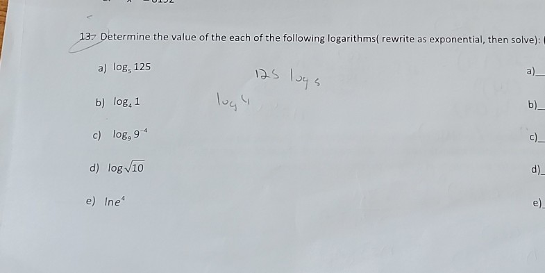 Solved 13. Determine the value of the each of the following | Chegg.com