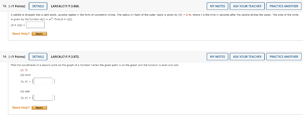 Solved 13. (-/1 Points] DETAILS LARCALC11 P.3.068. MY NOTES | Chegg.com