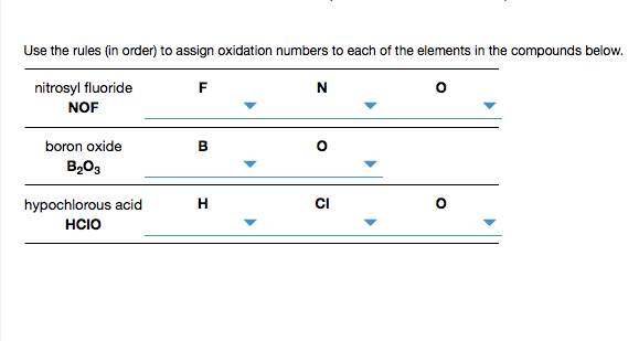 Solved Use the rules (in order) to assign oxidation numbers | Chegg.com