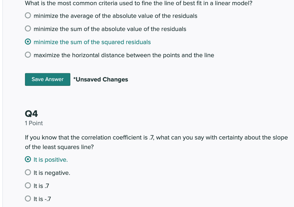 Solved Q1 1 Point What is the definition of the residual for | Chegg.com