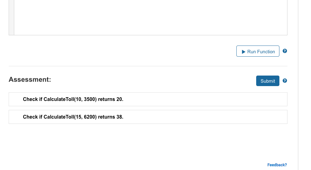 Solved If branching: Bridge toll Complete the function | Chegg.com