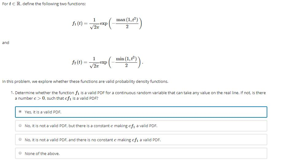 Solved 3. Probability Density Functions Fort ER define the | Chegg.com