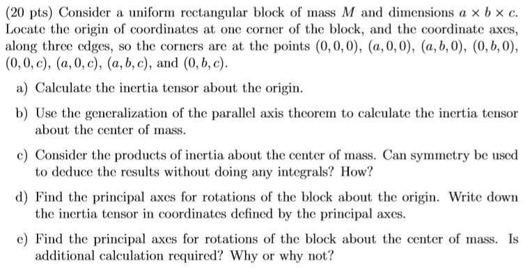 Consider a uniform rectangular block of mass M and | Chegg.com