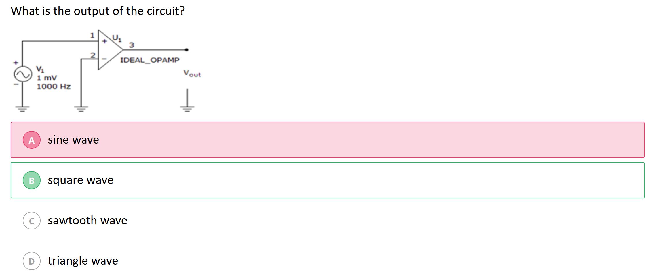 Solved What is the output of the circuit?sine wavesquare | Chegg.com