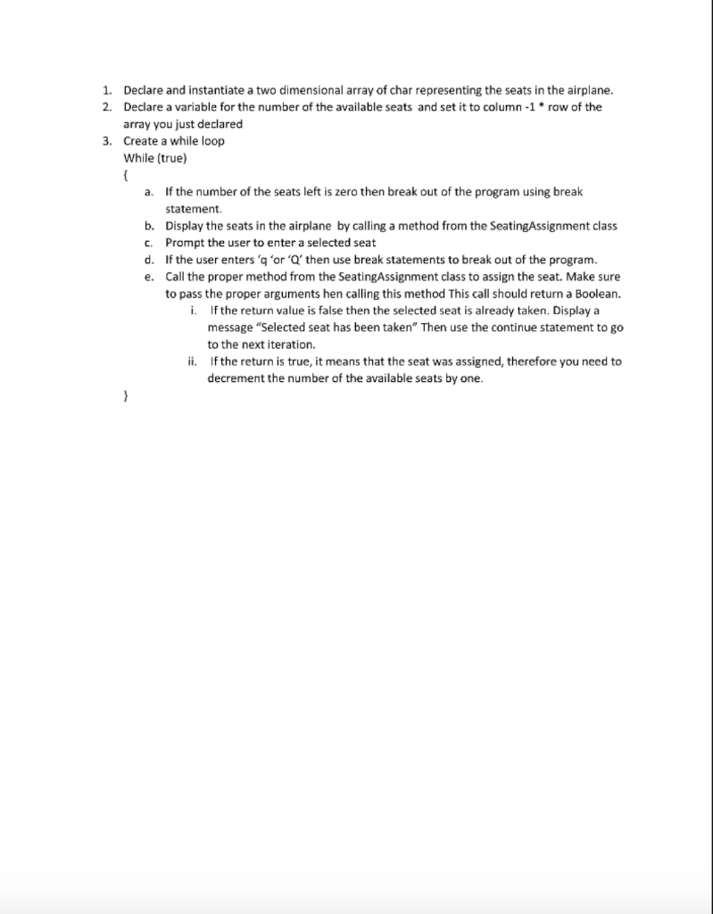 Project #3 Write a program to assign passengers seats | Chegg.com