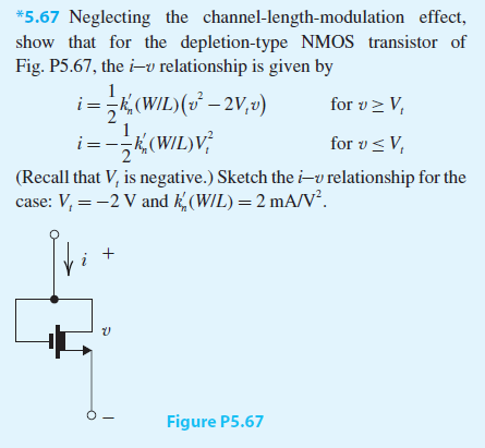 Solved *5.67 Neglecting the channel-length-modulation | Chegg.com