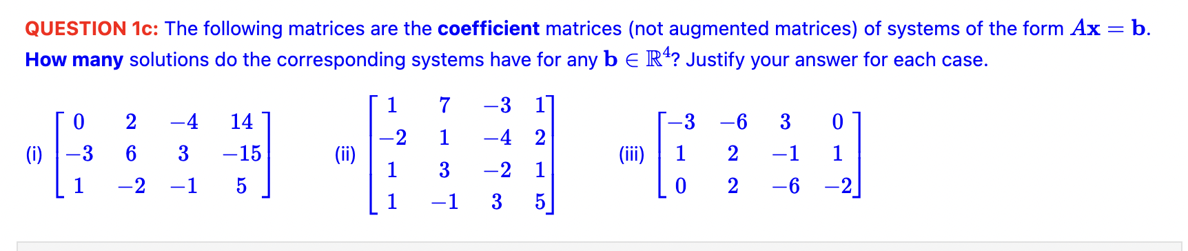 Solved QUESTION 1c: The following matrices are the | Chegg.com
