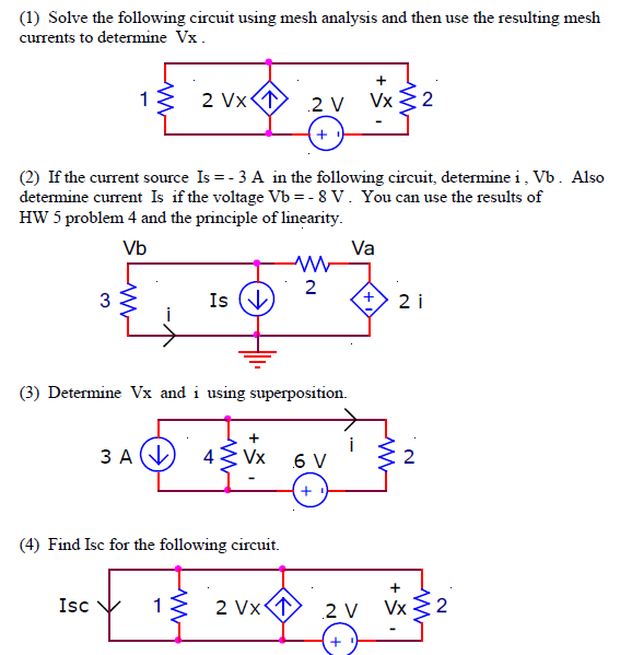 Solved (1) Solve the following circuit using mesh analysis | Chegg.com