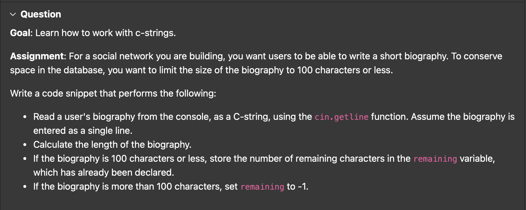 Solved QuestionGoal: Learn how to work with | Chegg.com