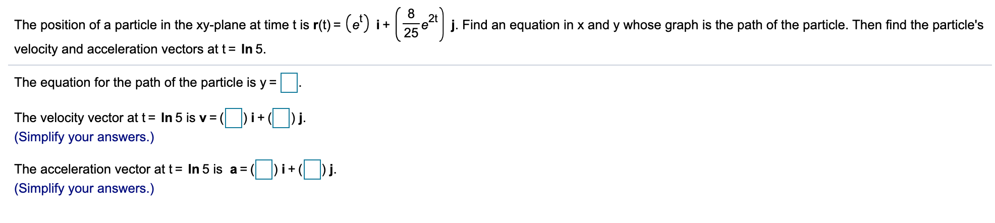 Solved The position of a particle in the xy-plane at time t | Chegg.com