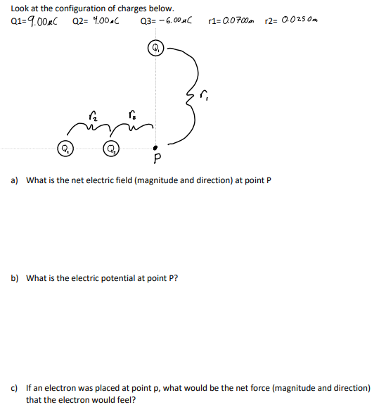 Solved Look at the configuration of charges below. | Chegg.com