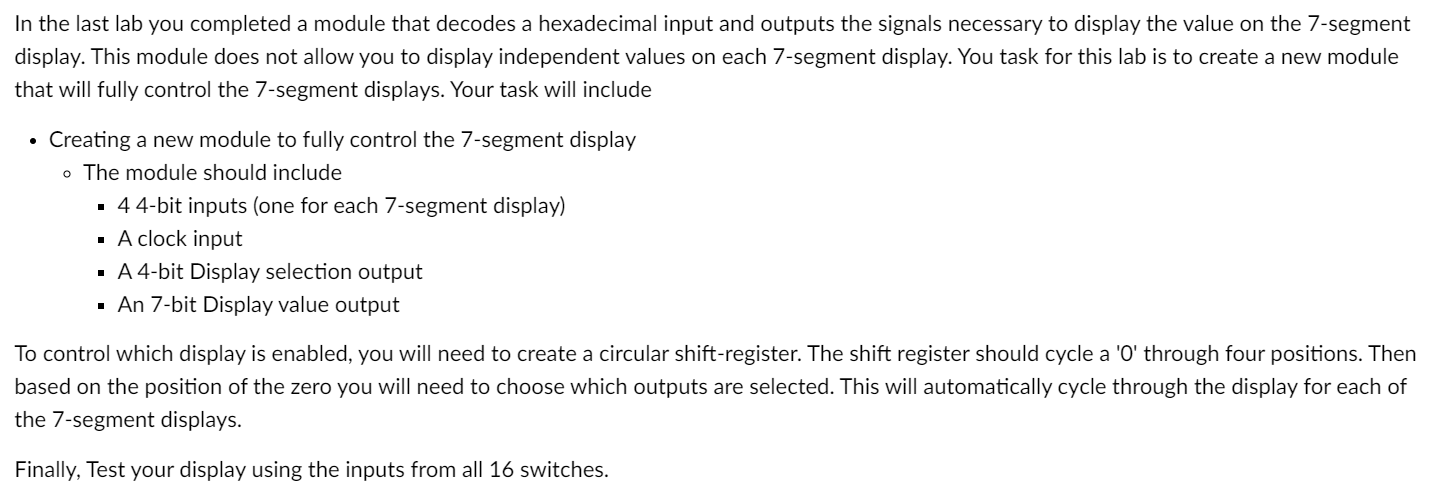 Solved In the last lab you completed a module that decodes a | Chegg.com