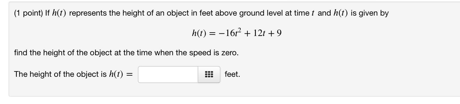 Solved 1 Point If H T Represents The Height Of An Object